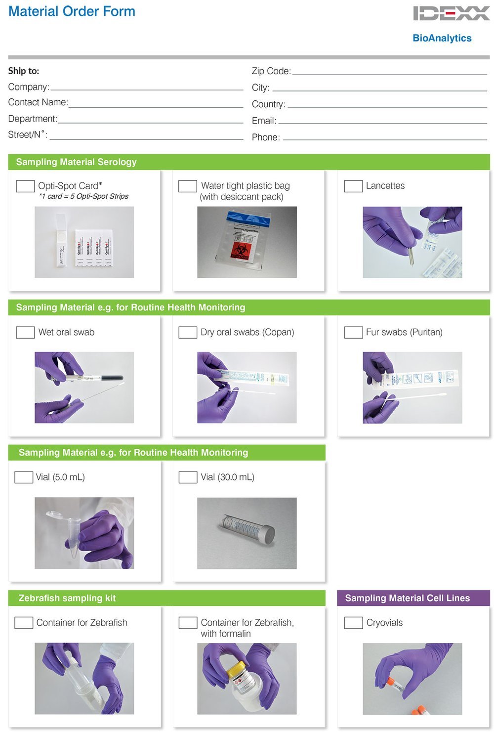 Sample Collection Kit Request | IDEXX BioAnalytics